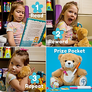 Potty Train with Pinky Bear, Reward Based Potty Training Bear w/Prize Pocket/Pouch & Childrens Board Book, Learning Tool for Toddlers, Boys & Girls - Teaching Potty Chair Fun & Awareness Ages 2-3+