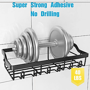 Hsiohe 5 Pack Shower Caddy, Adhesive Shower Organizer for Bathroom Storage, Rustproof Stainless Steel Shower Shelves, No Drilling Large Capacity Shower Rack Shelf for Inside Shower, Black