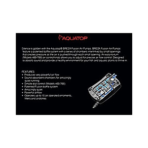 Aquatop Fusion Aquarium Air Pump Single Outlet, Super Quiet, up to 55 Gal Fish Tank, BZF-400