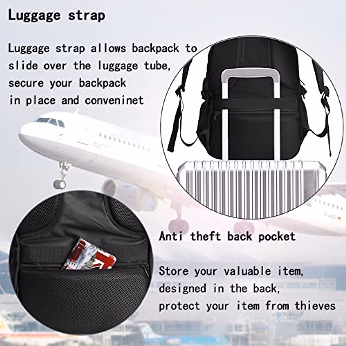 VACSAX Ice Hockey Art Printed Travel Backpack Laptop Backpacks Business Work Bag with USB Charging Port