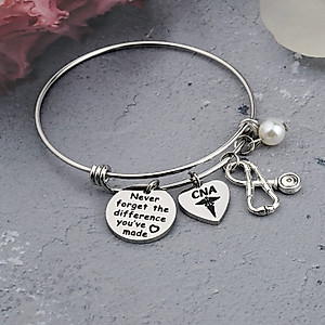 WSNANG CNA Bracelet Certified Nursing Assistant Gift Nursing School Graduation Gift Never Forget The Difference You've Made Bracelet (CNA Difference BR)