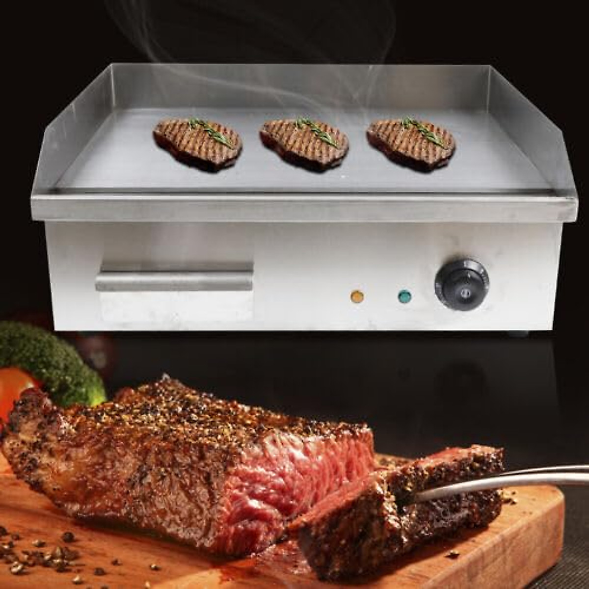 3000W Commercial Griddle,22"x14”Electric Griddles Grill,Commercial Flat Top Griddle Countertop Griddle Hot Plate BBQ Kitchen Stainless Steel Restaurant Grill Griddle Temperature Control 50°F-300°F