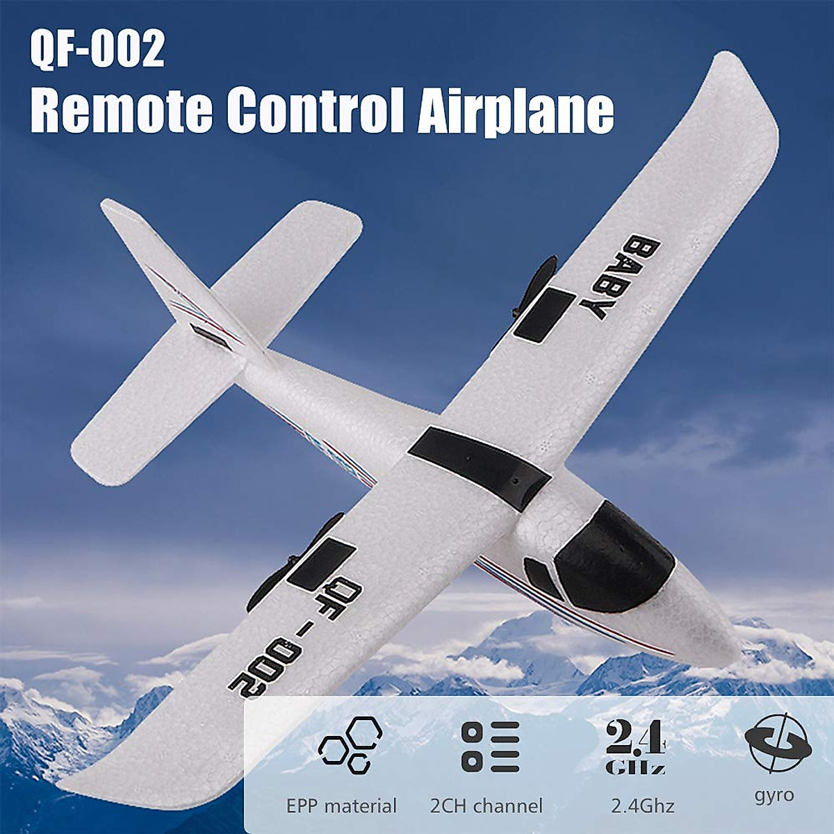 GoolRC QF002 RC Airplane, 2.4Ghz 2 Channel RC Plane Ready to Fly, Durable EPP Foam DIY Remote Control Airplane Toy Built-in Gyro, Easy to Fly RC Aircraft for Beginners Kids and Adults