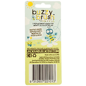 Jack N' Jill Kids Buzzy Brush Replacement Heads, Rotary Design with Soft Vibrations, Only Compatible with Buzzy Brush Electic Musical Toothbrush - 1 x 2 Pack