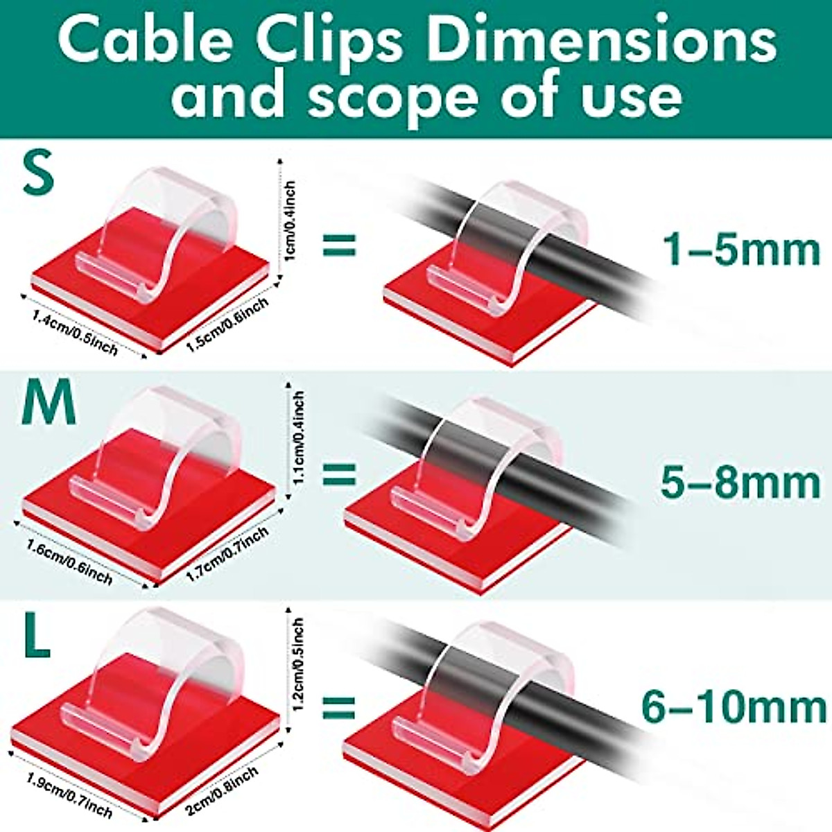 240 Pcs Cable Clips Adhesive Lights Clips Outdoor Wall Cord Clips with Adhesive Tapes Cord Organizer R Shape Cable Clips TV Wire Clips for Office Car Home Light Electric Wires (Clear, Large)