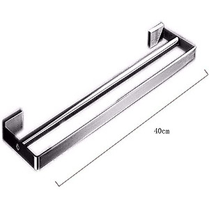 PONNYC Wall Mounted Rack Bathroom Shelves Bathroom Shelves Racks Hanger 304 Stainless Steel bar Single Rod Bathroom bar Rack Double Pole Bathroom Pendant Thick 40cm Stuff Holders