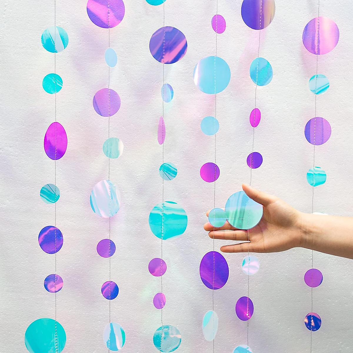 Cheerland Iridescent Mermaid Party Decorations Rose Purple Bubble Garland Hanging Streamer Backdrop Under The Sea Birthday Party Girls Bday Decor Bridal Baby Shower Party Supplies