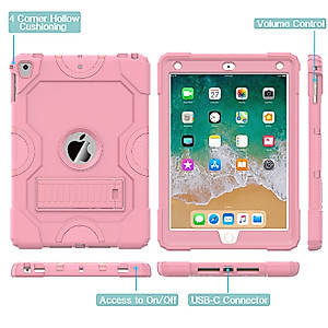ZoneFoker Case for iPad 6th/5th Generation (9.7 Inch, 2018/2017 Model),iPad Air 2 & 1st Case, iPad Pro 9.7 Case 2016,Heavy Duty Shockproof Rugged Protective Case for iPad 9.7 Inch,Rose Gold