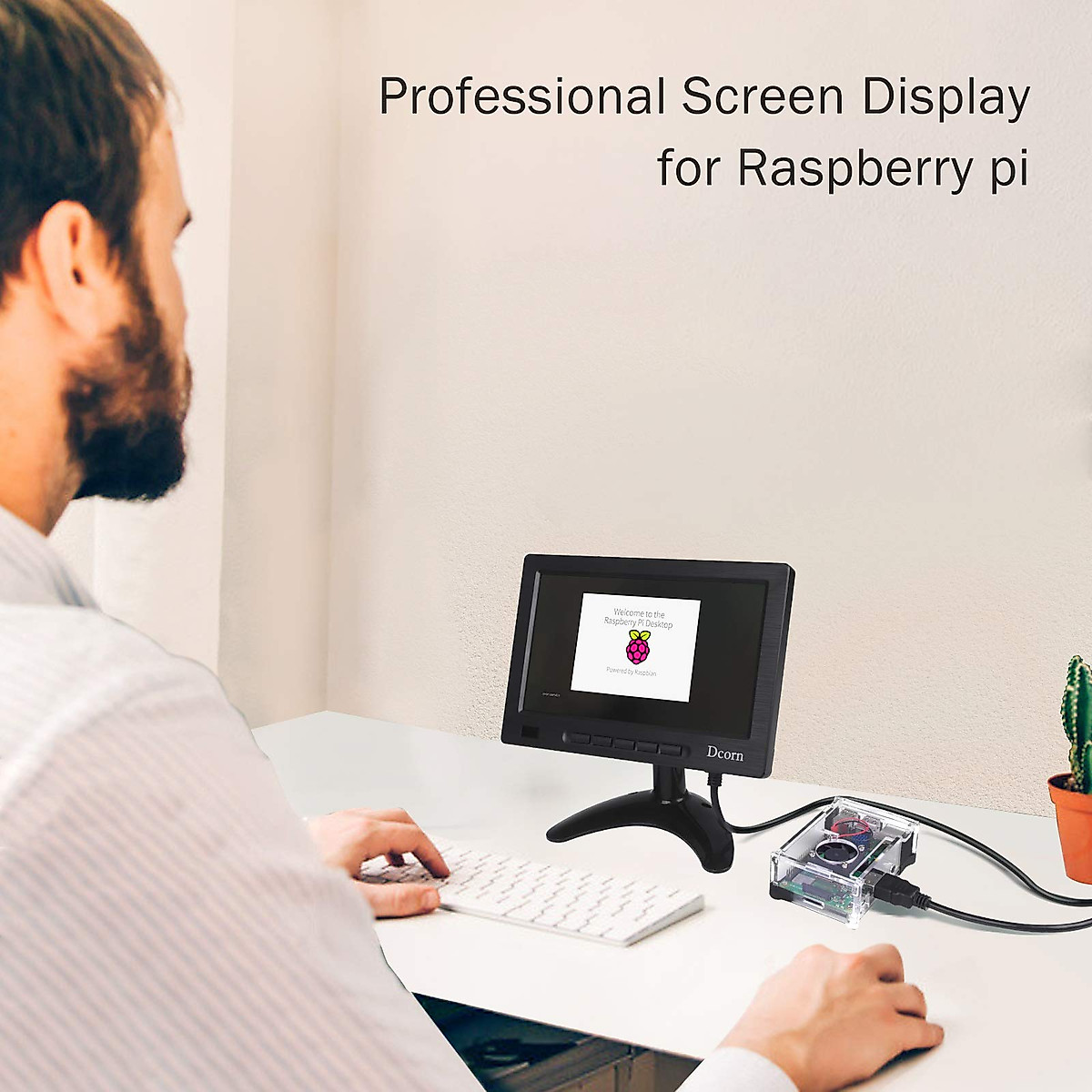 Dcorn 8 Inch Mini Monitor,Small HDMI Monitor 1280x720 16:9 IPS Metal Housing Computer Monitor Support HDMI/VGA/AV/BNC Input with Wall Bracket&Remote Control,178 Full Viewing w/Speaker