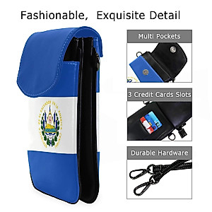 Small Crossbody Cell Phone Purse for Women, Mini Messenger Shoulder Bag Wallet with Credit Card Slots El Salvador Flag
