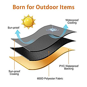 CAMPROS Rectangular/Oval Patio Furniture Cover with Roof Pole, Waterproof Outdoor Table Chair Set Covers, Fade Resistant Cover for Outdoor Furniture Set, UV Resistant, 134" L x 84" W x 56" H - Beige