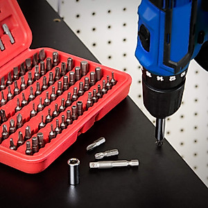 NEIKO 10048A Security Bit Set 100-Piece Set Cr-V Steel 1/4-inch Adapters Phillips Slotted Hex Torx Star Tamperproof Pozi Square Spanner Torque Tri-Wing Clutch Spline Wing Nut, Security Torx Bit Set