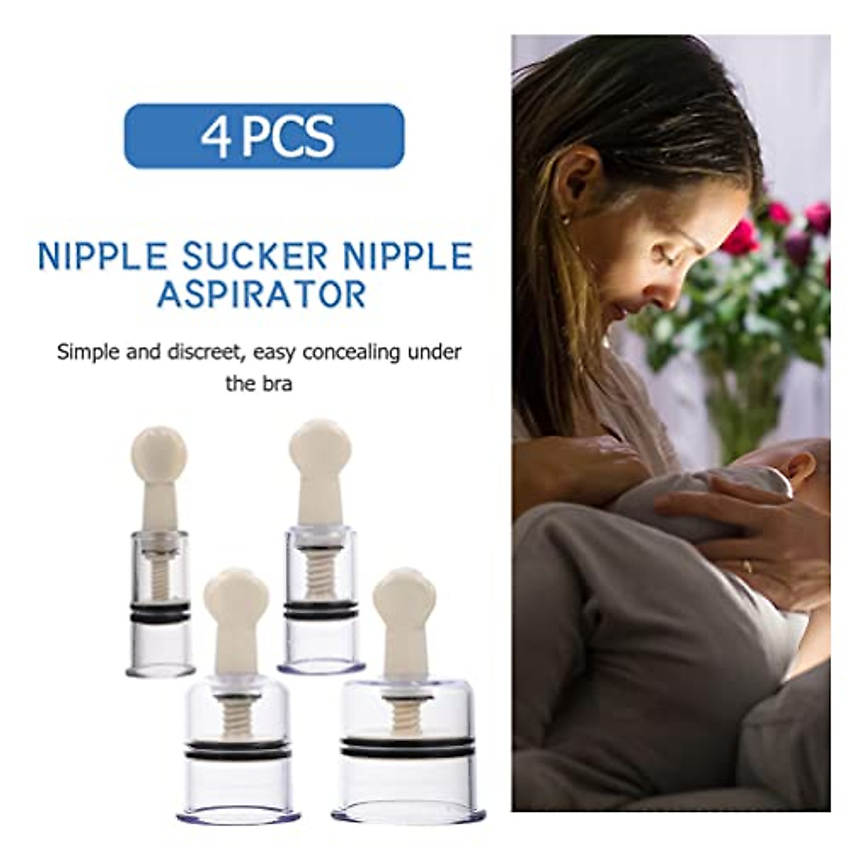 SUPVOX 4PCS Nipple Sucker Inverted Nipples Corrector Women Breast Suction Cup for Flat Nipples Breastfeeding Female Supplies