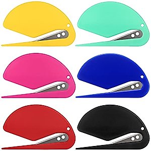 Tamaki 6 Pack Letter Opener Envelope Slitter Set Sharp and Efficient Open Envelopes with Ease (Black/Red/Yellow/Green/Rose/Blue)
