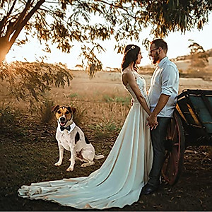 Bowtie for Dog, KOOLMOX Dog Bow Tie Collar Black, Adjustable White Dog Tuxedo Collar with Black Dog Neck Bow Tie for Medium Large Boy Dog Wedding Formal Tuxedo Suit Tux Outfits Birthday Costumes