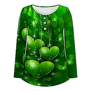 Green Womens Top Daily Deals Green Tshirts Shirts for Women Womens Long Sleeve Blouse St Patricks Day Party Supplies Shirt