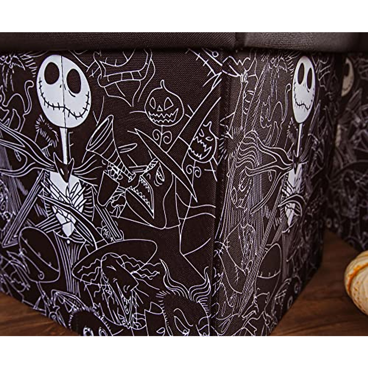 Disney The Nightmare Before Christmas Jack Skellington 15-Inch Storage Bin Cube Organizers, Set of 2 | Fabric Basket Container, Cubby Closet Organizer, Home Decor for Playroom | Gifts And Collectibles