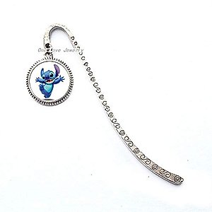New Cartoon Handmade Fashion Jewelry Blue Stitch Bookmark Glass Dome Bookmarker Bookmark Gifts,TAP182