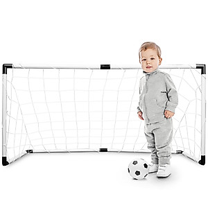 K-Roo Sports 2-Pack Youth Soccer Goals with Soccer Ball and Pump | Portable Goals with Nets and 6" Ball with Pump | Kids Activity, Practice Size Equipment | Travel and Backyard Play Toy for Children