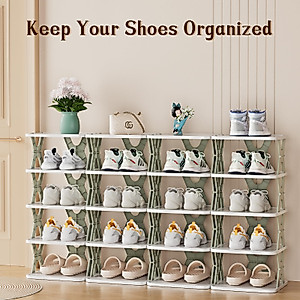 Dscabomlg Plastic 5-Tier Shoe Shelf - Foldable Shoe Storage - Modern Style - 5 Shelves - 3 lbs Capacity - Freestanding - Uniform Plastic Finish - 11.1" L x 1.1" W x 11.2" H - Unisex - Living Room