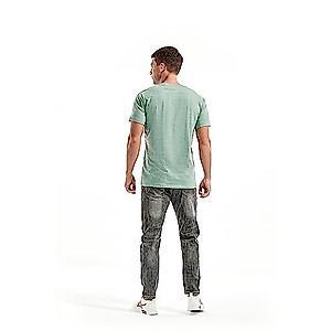 KLIEGOU Men's V Neck T Shirts - Casual Stylish Fitted Tees for Men Light Green-Grey XXXL