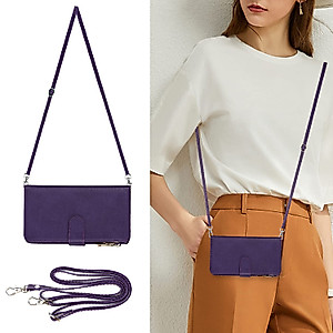 SailorTech Wallet Phone Case Design for iPhone 14 Pro 9 Card Holder 1 Zipper Coin Wallet 2 Cash Slot Kickstand Lanyard Flip Leather Cover Purple