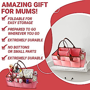 SENDMEX Pink Diaper Caddy - Baby Diaper Caddy Organizer - Car Caddy Diaper Basket - Baby Bath Organizer Basket - Diapers Storage - Baby Essentials For Newborn