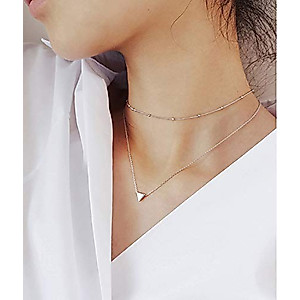 Amkaka Minimalist 925 Sterling Silver Tiny Geometric Triangle Necklace for Women