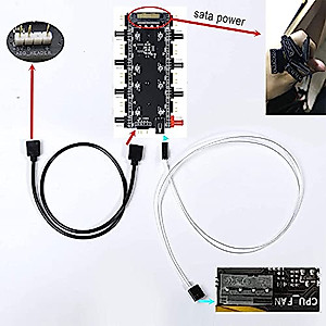 RGEEK RGB/PWM Hub,8 Ports for 5V 3Pin RGB with 5V 4Pin PWM, ARGB Fan Controller Hub Splitter