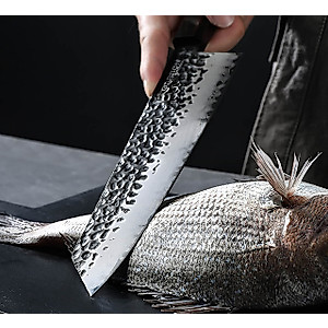 9 Inch Kiritsuke Japanese Chef Knife, Ultra-Sharp Carbon Stainless Steel Professional Cooking Kitchen Knife | Meat Slicing, Vegetable and Sushi Knife