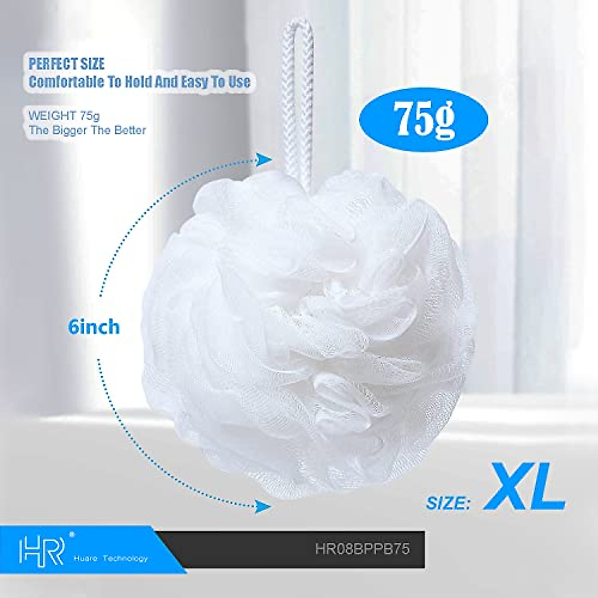 Loofah Sponge 75g Bath Sponge Exfoiating Body Scrubber HR Huare Technology Shower Loofah 3 Pack, Stocking Stuffers Xmas Gift Set for Family and Friends