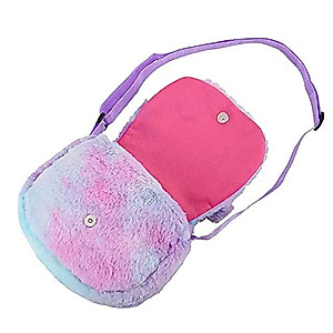 Little Girls Kids Toddler Unicorn Fuzzy Plush Crossbody Purse Rainbow Faux Fur Wallet Handbag