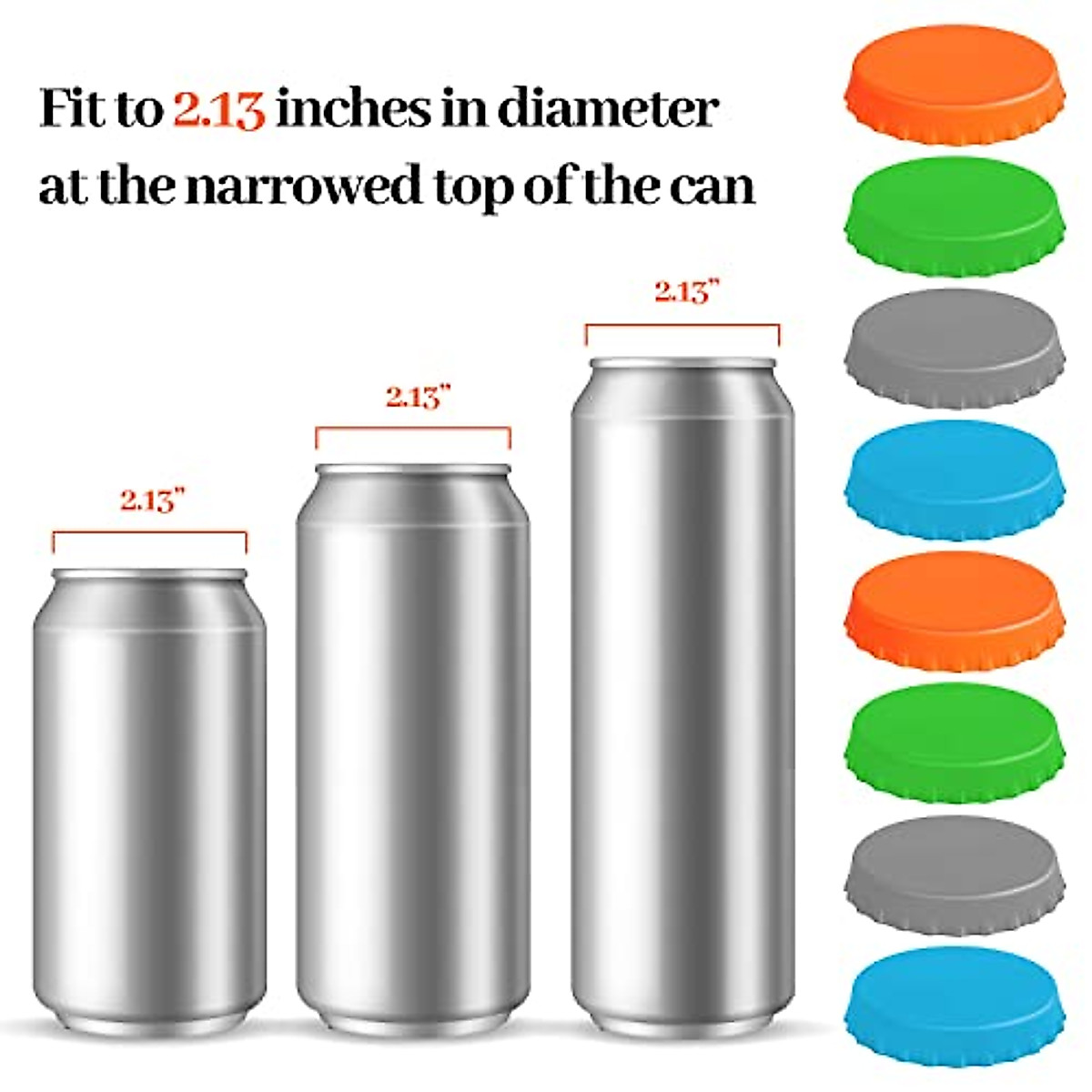 YGAOHF 8 Pack Silicone Soda Can Lids to Keep Carbonation - Reusable Soda Can Covers Lids, Keep Drinks Fresh, Fits Standard Soda/Beverage Cans (Assorted)