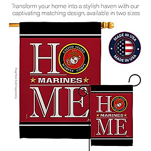 Marine Corps Home Garden Flag - Set Wall Holder Armed Forces USMC Semper Fi United State American Military Veteran Retire Official - House Banner Small Yard Gift Double-Sided Made in USA 13 X 18.5