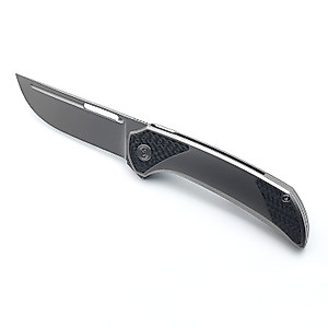 Miguron Knives M Eriko Flipper Folding Knife 3.5" M390 Blade Titanium Handle Carbon Fiber Inlay Pocket Knife MGR-610BK