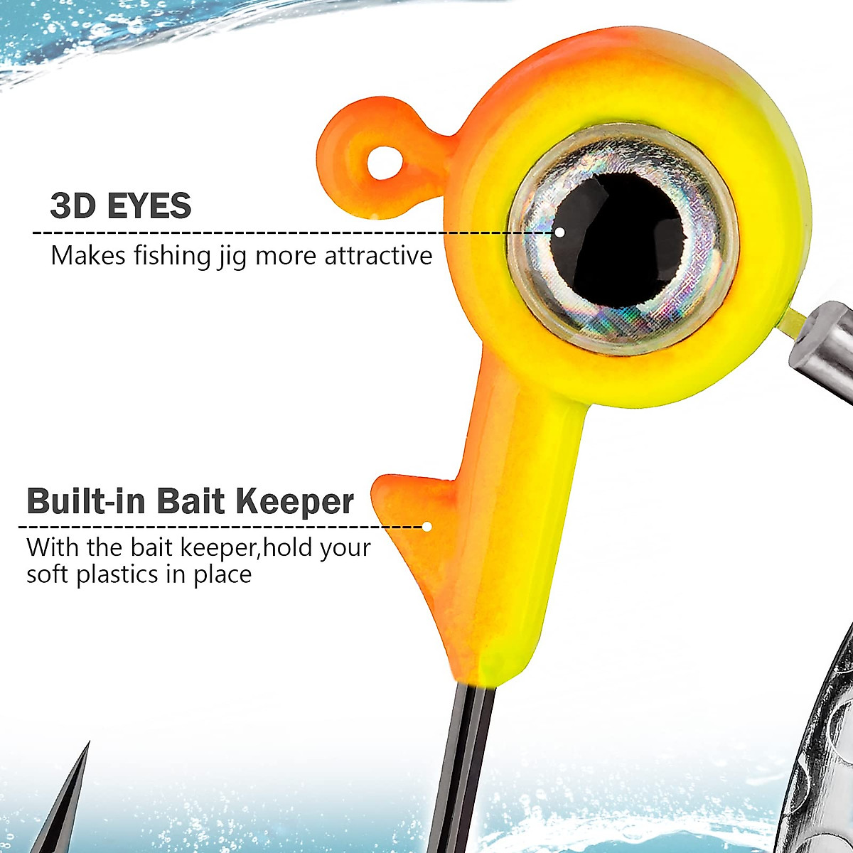 THKFISH Jig Heads Crappie Jigs Fishing Hooks Jig Heads for Fishing Crappie Lures Fishing Jigs for Freshwater 20pcs, 1/14oz