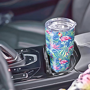 Pandaria 30oz Insulated Tumblers with Lids and Straws, Double wall Stainless Steel Tumbler with straw, Reusable Spill Proof Tumbler, Perfect for Iced Coffee, Tea & More- Flamingo