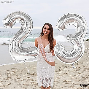 Silver Giant 23 Balloon Numbers - 40 Inch | 23 Balloon Numbers for 23rd Birthday Decorations for Women | Silver 23 Balloons for 23 Birthday Decorations for Men | 23 Birthday Balloon Foil Silver Number