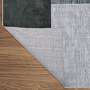GlowSol Washable Area Rug 4×6 Living Room Rugs Contemporary Area Rug Abstract Geometric Indoor Rugs for Bedroom Floor Carpet Non Shedding Mat Foldable Thin Rug Non Slip Carpet, Grey