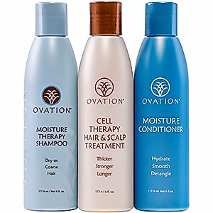 Ovation Hair Moisture Cell Therapy 6 oz System - Moisture Shampoo and Conditioner, Cell Therapy Hair & Scalp Treatment - Hair Treatment Set to Moisturize Thick, Dry Hair