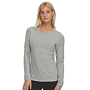 Felina | Key Item Long Sleeve Crew Neck Tee | Cotton & Modal | 2-Pack (Black Heather Gray, Large)