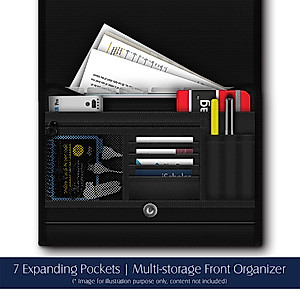 iQ Plus Premium 7 Pocket Fabric Expanding Folder, 13 x 10 Inches, Color Will Vary (34107)