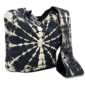 Original Collections Black and White Tie Dye Crossbody Shoulder Bag Large