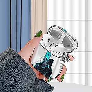 POKABOO for AirPods Case, Clear Soft TPU Protective Cover Case for AirPods 2 & 1 Wireless Charging Case Headphone Case with Keychain (Wolf)