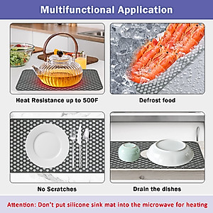 URMONA Sink Protectors for Kitchen Sink, 24.8'' x 13'' Silicone Sink Mat, Sink Mats for Bottom of Kitchen Stainless Steel Sink, Non-Slip Folding Sink Mat for Kitchen Sink