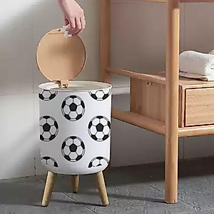 LGCZNWDFHTZ Small Trash Can with Lid for Bathroom Kitchen Office Diaper Soccer Football Seamless Pattern Texture Bedroom Garbage Trash Bin Dog Proof Waste Basket Cute Decorative