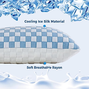 Bioeartha Cooling Gel Memory Foam Pillows for Side and Back Sleepers - Adjustable, Washable Queen Size Set of 2 with Removable Covers
