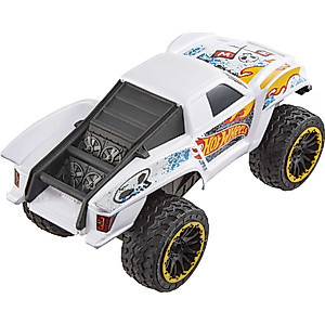 Hot Wheels Toy Car RC, Remote-Control White Ford F-150 Team Hot Wheels Jump Truck, Large Wheels & High-Performance Engine, 2.4 GHz with Range of 65 feet