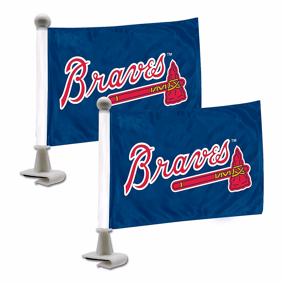 FANMATS 61839 Atlanta Braves Ambassador Car Flags - 2 Pack Mini Auto Flags, 4in X 6in, Perfect for Hood or Trunk