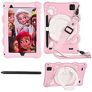 HeavenBird 10 Inch Kids Tablet, 10.1" Display, 6000mAh, Android 10.0 2GB & 32GB Storage, Parental Control Learning Tablet, Stylus & Earphone & Kid-Proof Case Included, Pink
